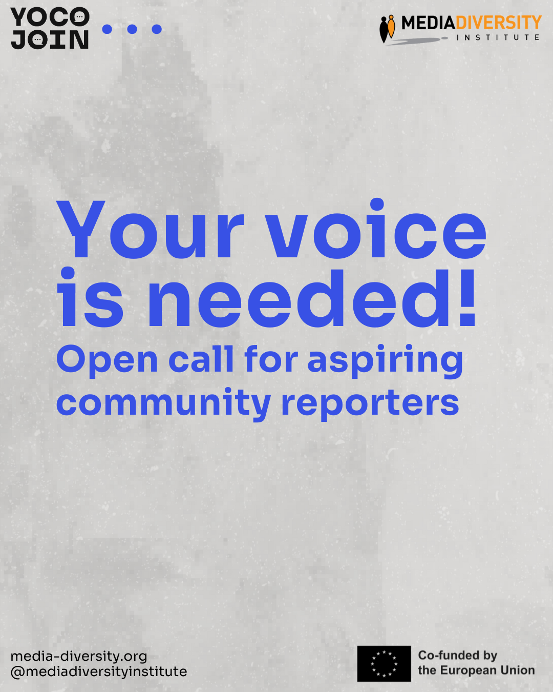 YOUR VOICE IS NEEDED! OPEN CALL FOR ASPIRING COMMUNITY REPORTERS ...